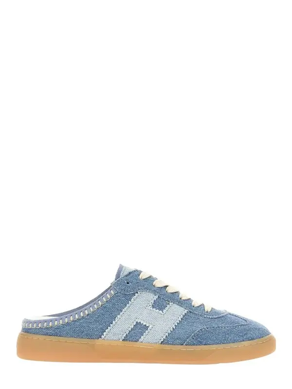 Hogan Denim Mule Sneakers With Logo Appliqu - Light Blue