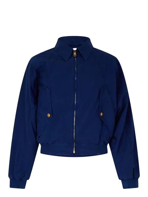 Versace Lapel Short Zip-up Jacket - Deep Blue