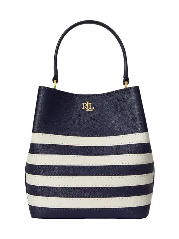 Ralph Lauren Striped Leather Satchel - Black
