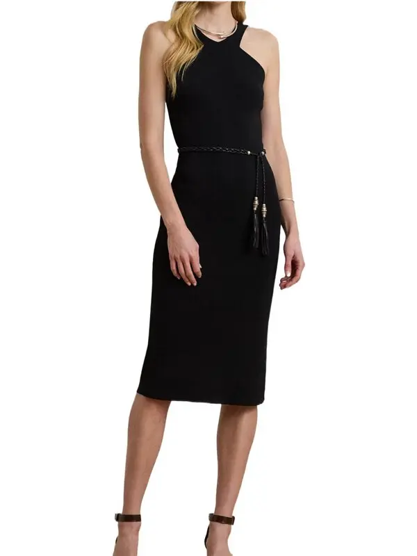 Ralph Lauren Rib-knit Sleeveless Midi Dress - Black