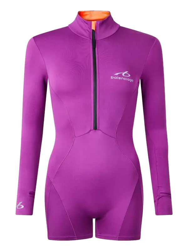 Balenciaga Long Sleeve Unitard Bodysuit - Purple