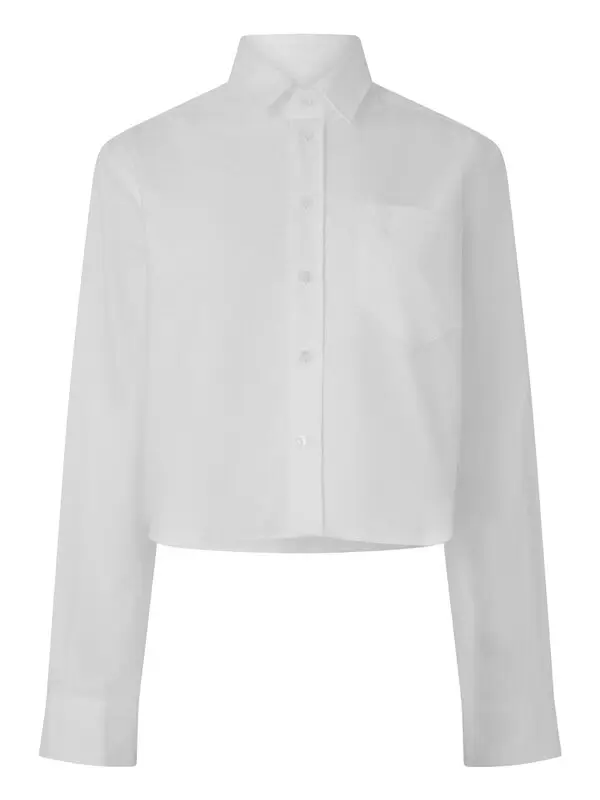 AMI Paris Cropped White Collared Long-sleeve Shirt - No