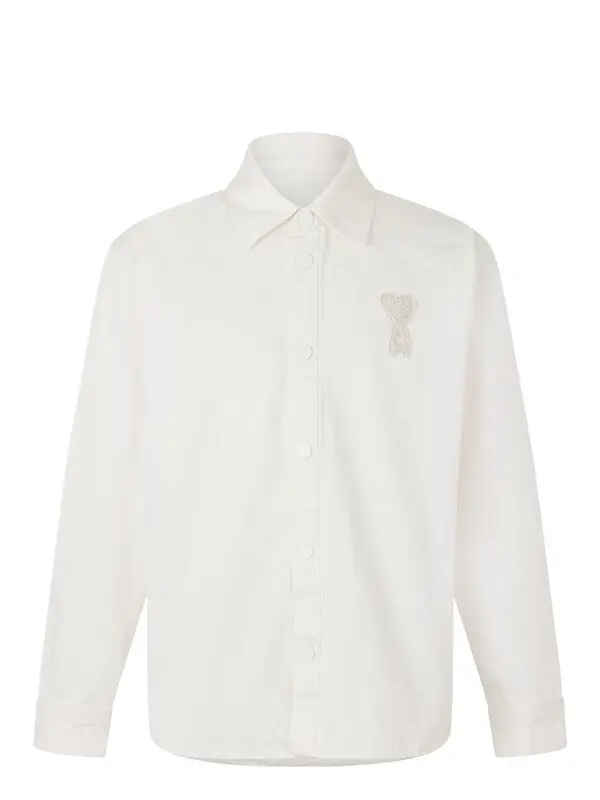AMI Paris Knitted Long Sleeve Shirt - Blanc Creme