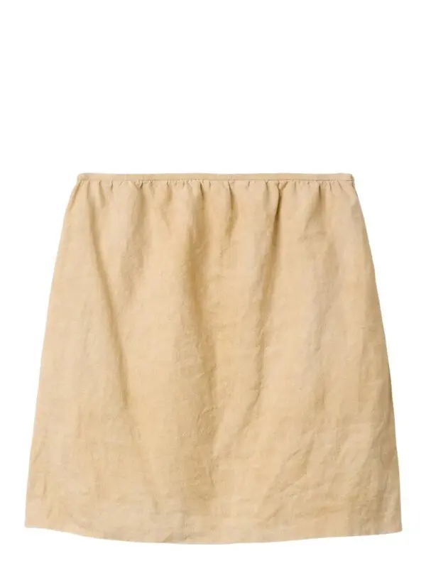 Miu Miu Linen Midi Skirt With Antique Finish - Soybean Green