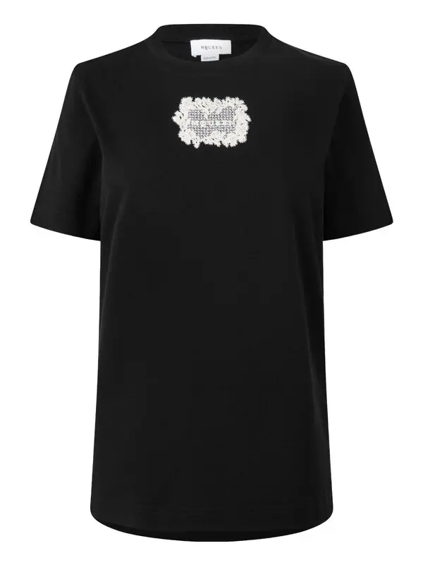 Alexander McQueen Lace Floral Graphic T-shirt - Black