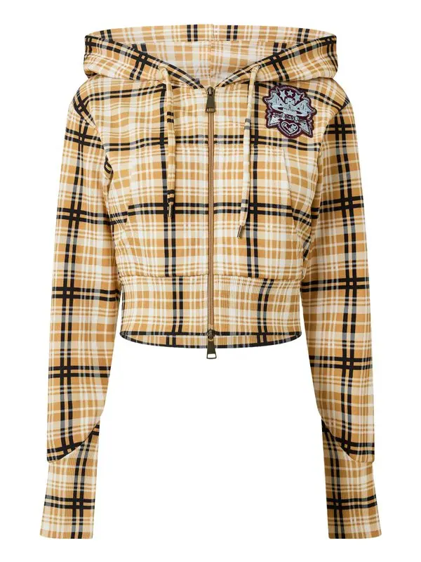 VIVIENNE WESTWOOD Plaid Zip-up Cropped Hooded Jacket - Nude