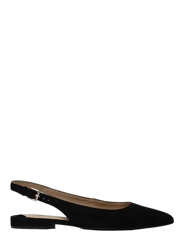 Ralph Lauren Pointed Toe Slingback Flats - Black
