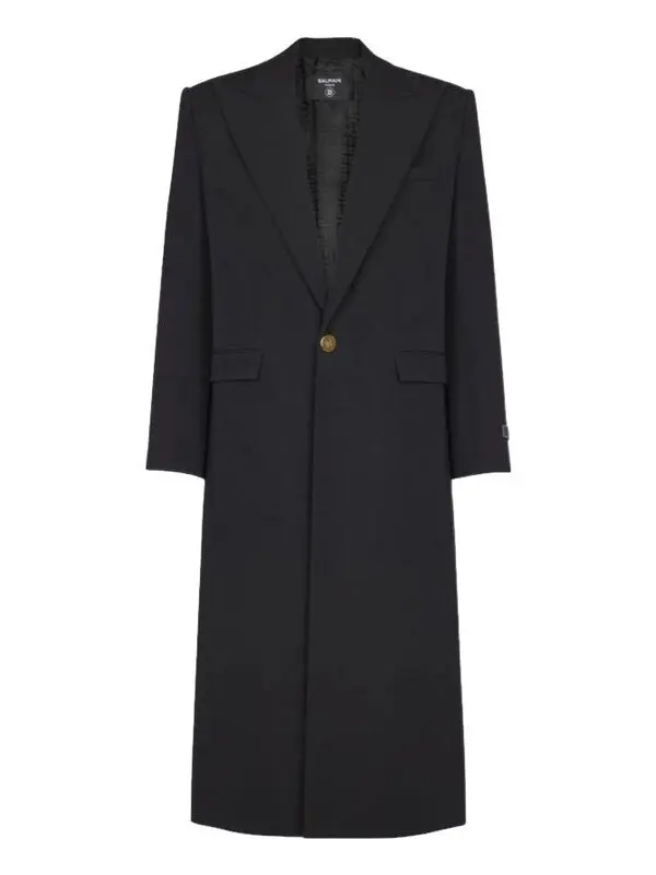 Balmain Grain De Poudre Long Coat - Black