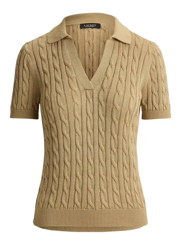 Ralph Lauren Knitted Short Sleeve Polo Shirt - Nude