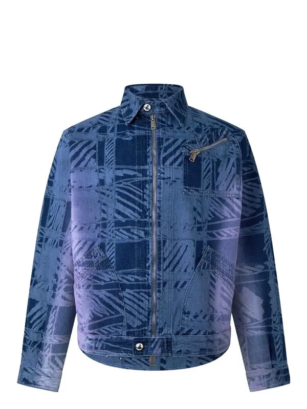 VIVIENNE WESTWOOD Stand-collar Full-print Textured Zip Jacket - Blue
