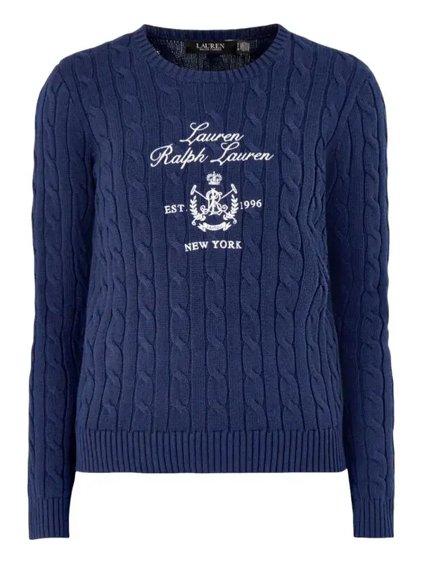 Ralph Lauren Cable Knit Crew Neck Jumper - Blue