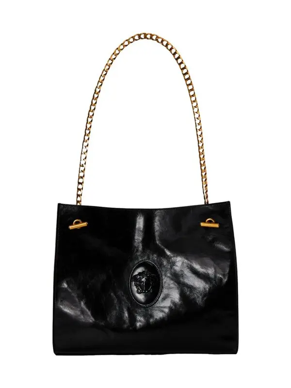 Versace Shoulder Bag With Chain Strap - Black