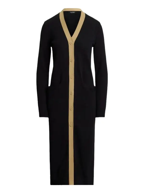 Ralph Lauren Cotton Blend Longline Cardigan - Black/bircht