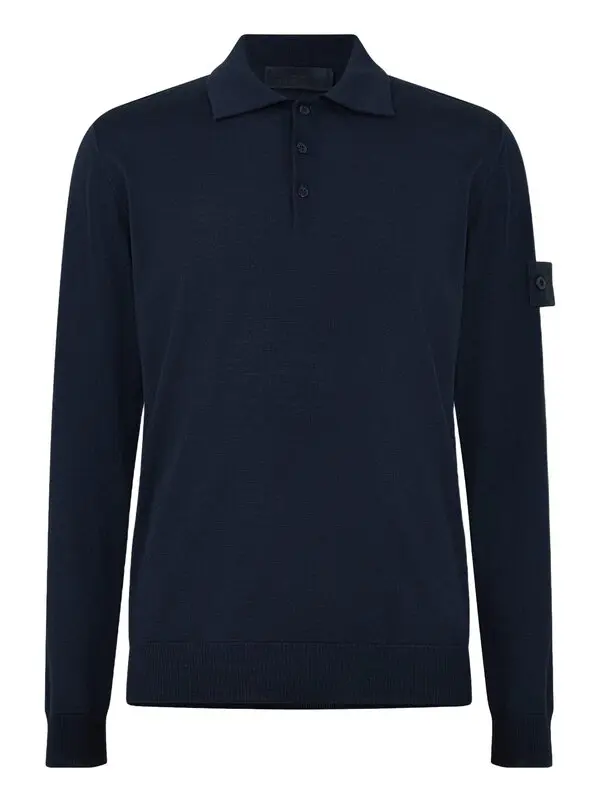 Stone Island Long-sleeve Polo Sweater - Black