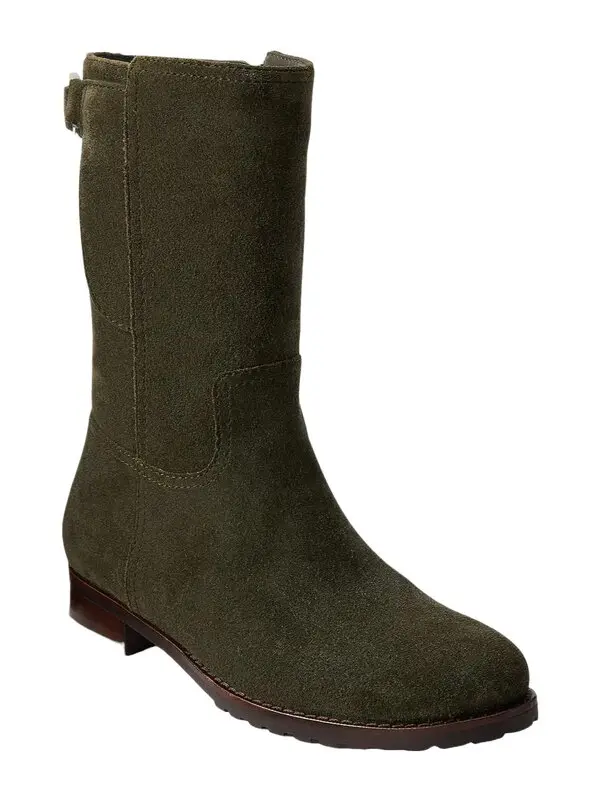 Ralph Lauren Round Toe Ankle Boots With Metal Ring Embellishment - Black