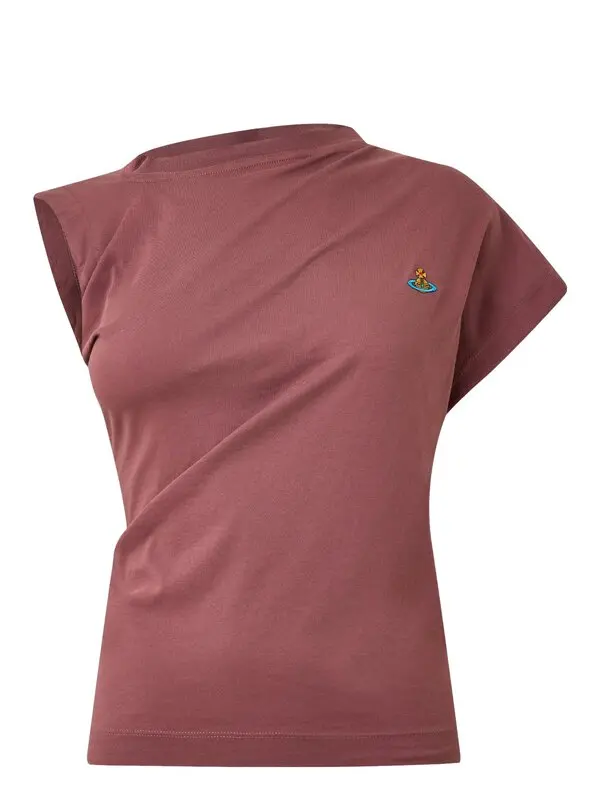 VIVIENNE WESTWOOD Logo Embroidered Asymmetrical T-shirt - Red