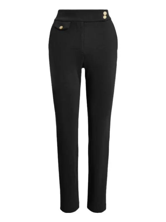 Ralph Lauren Cropped Buttoned Trousers - Black