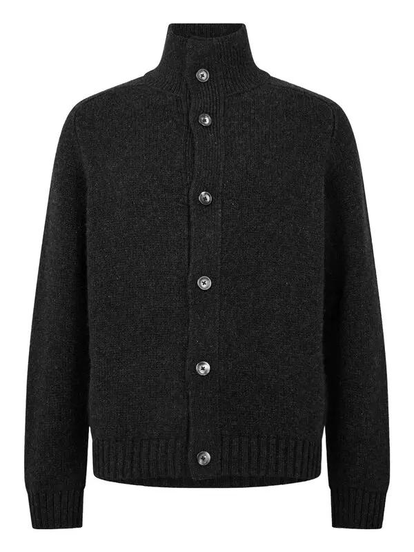 TOM FORD High Stand Collar Knit Cardigan - Black