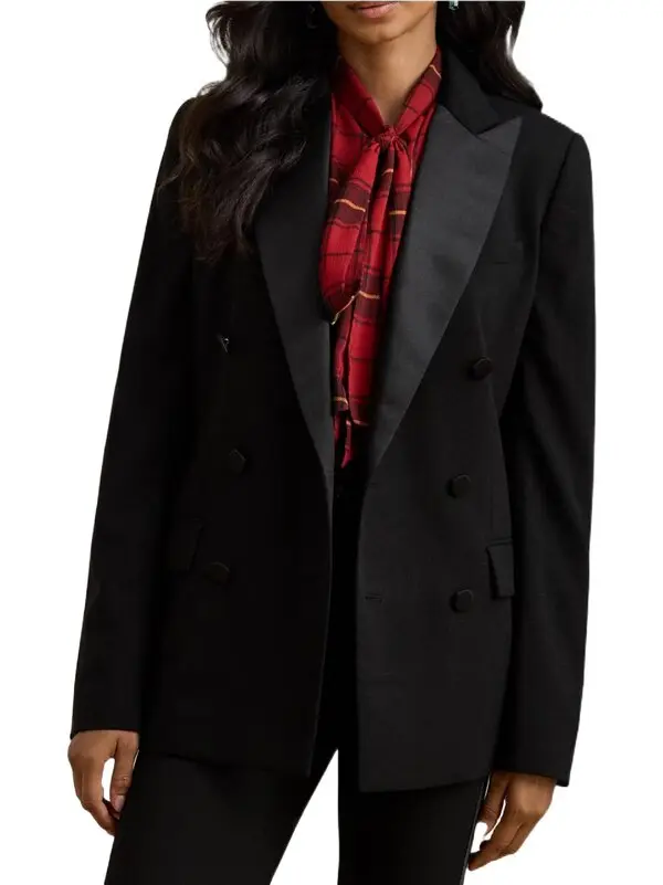 Ralph Lauren Double-breasted Shawl Lapel Suit Jacket - Black