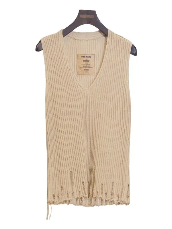 UMA WANG V-neck Knit Vest - Nude