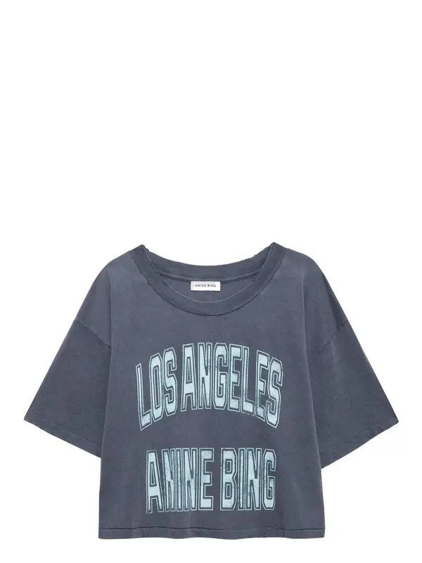 ANINE BING Los Angeles" Graphic Crop Top - Gray