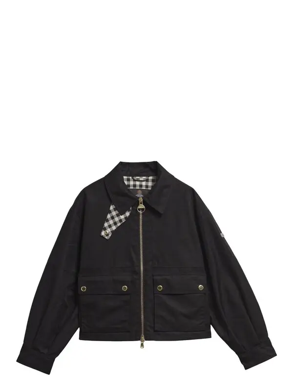 Barbour Casual Jacket With Spread Collar And Zip-up Front - Black