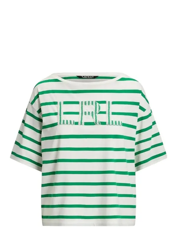 Ralph Lauren Striped Logo-patch Cotton T-shirt - White