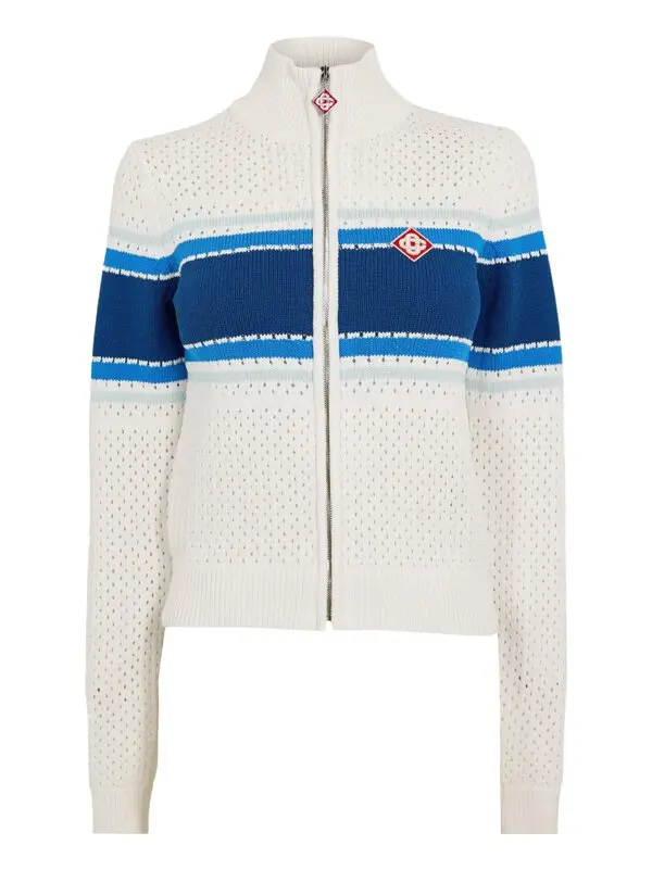 Casablanca Zip-up Knit Top - White