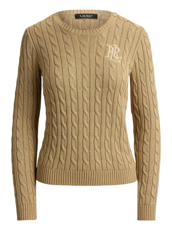 Ralph Lauren Cable Knit Jumper With Crew Neck - Nude