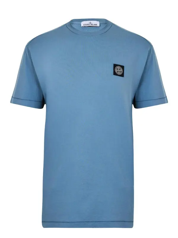Stone Island Compass Print Cotton Tee - Blue