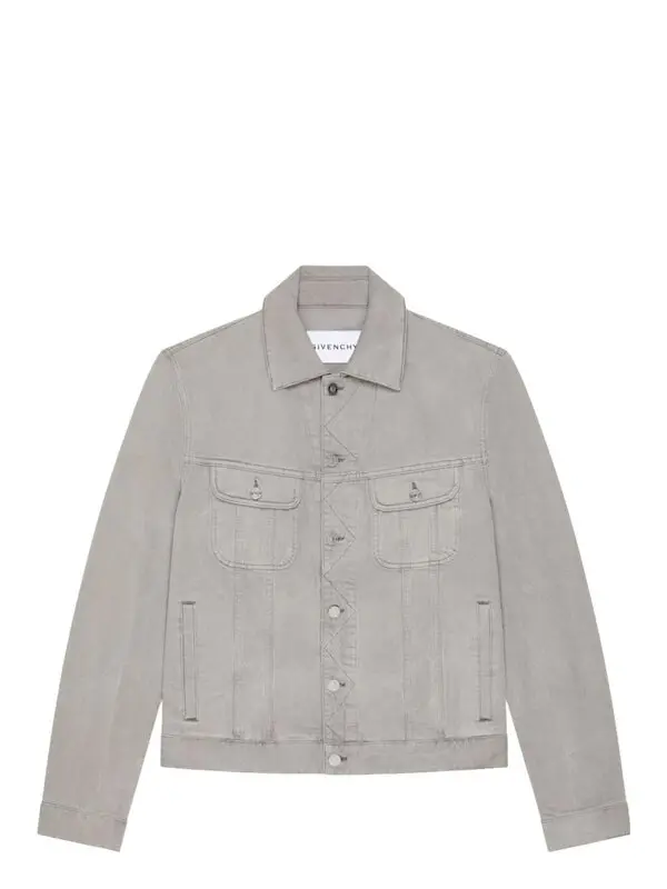 Givenchy Jacket In Grey Denim With Crease Effect - Cloud Gray