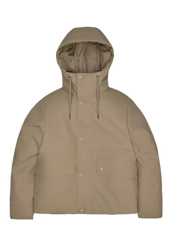 Rains Long-sleeved Snap-button Cotton Jacket With Drawstring Hood - Brown