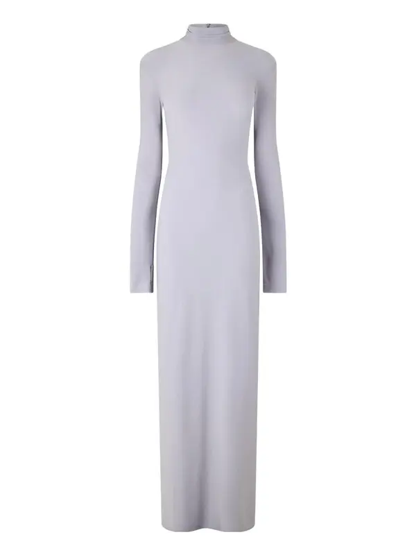 Norma Kamali Form-fitting Maxi Dress With Mock Neck And Long Sleeves - No