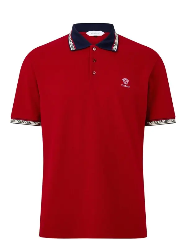 Versace Short-sleeve Pique Polo Shirt - Red