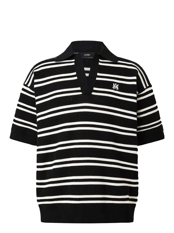 Amiri Striped Knit Polo Top - No