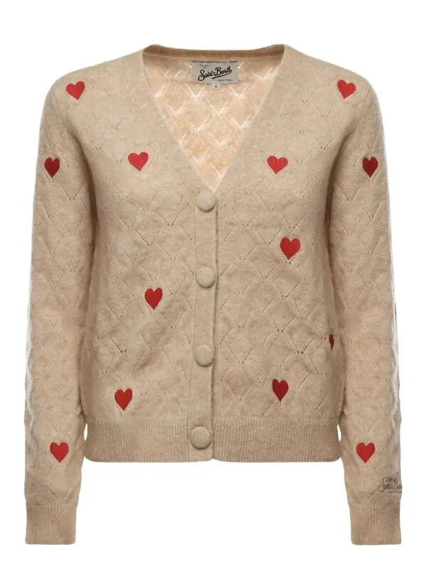 MC2 SAINT BARTH Long Sleeve Knitted Cardigan With Heart Detail - No