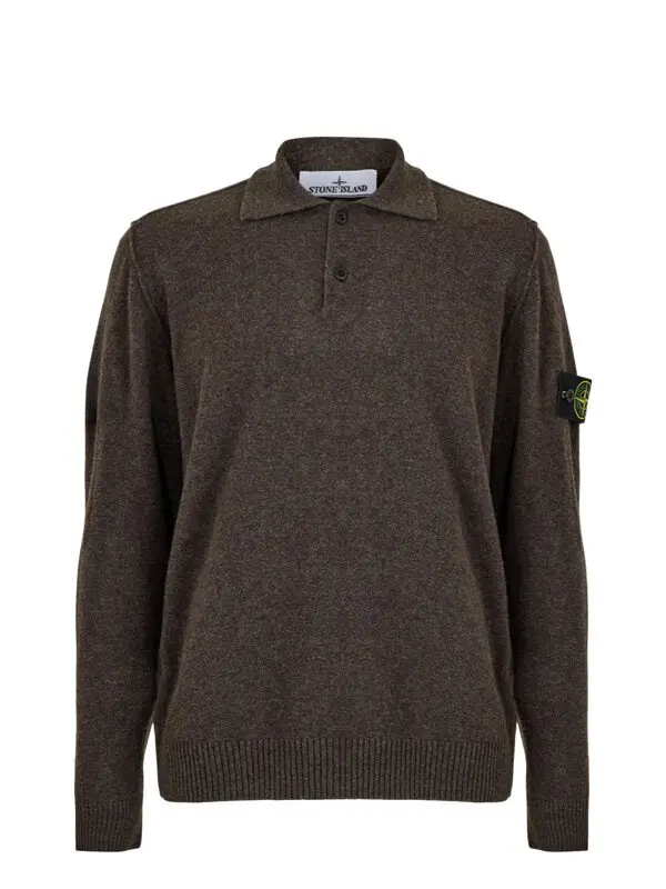 Stone Island Lapel Half-placket Long-sleeve Knitwear - No