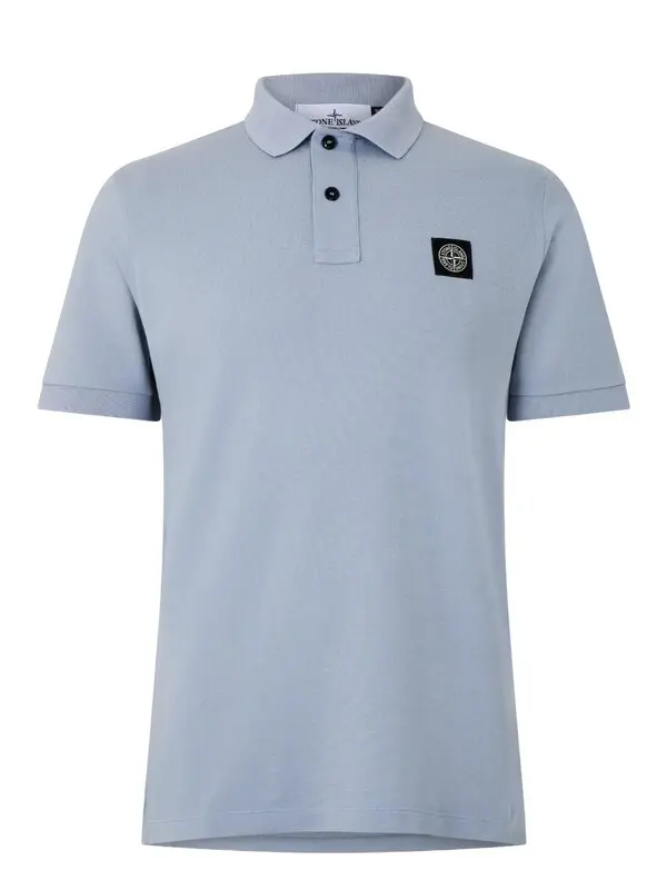 Stone Island Cotton Compass Logo Polo Shirt - Blue