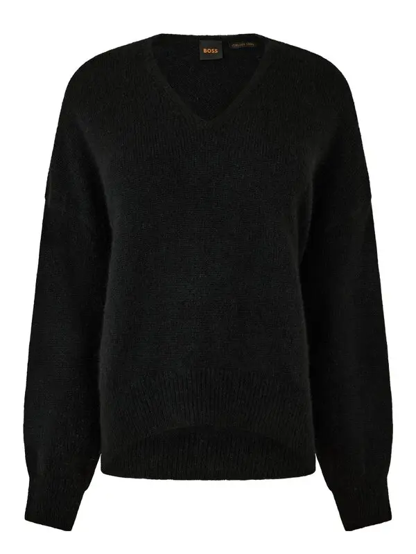 Hugo Boss Fondyssa V-neck Wool Jumper - Black