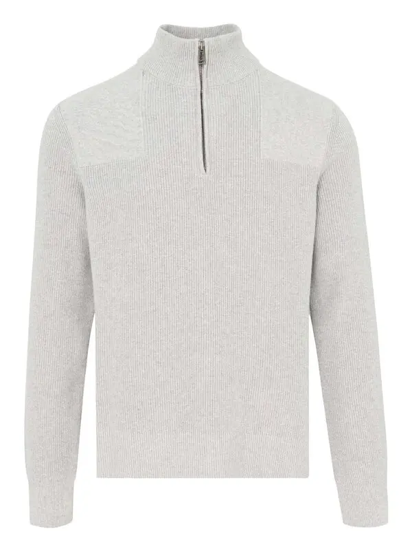 Belstaff Long-sleeved Knitwear With High Neck And Half-zip Closure - Grey