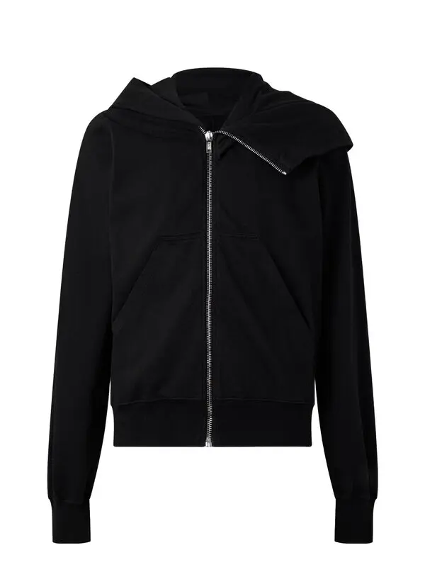 Rick Owens Cropped Full-zip Hooded Sweatshirt - Black