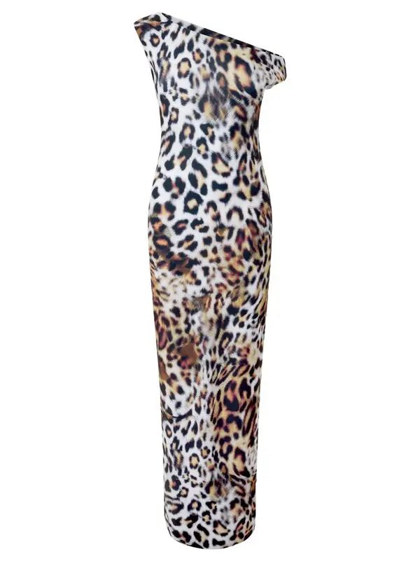 Norma Kamali Strapless Leopard Print Stretch Midi Dress - Multicolor