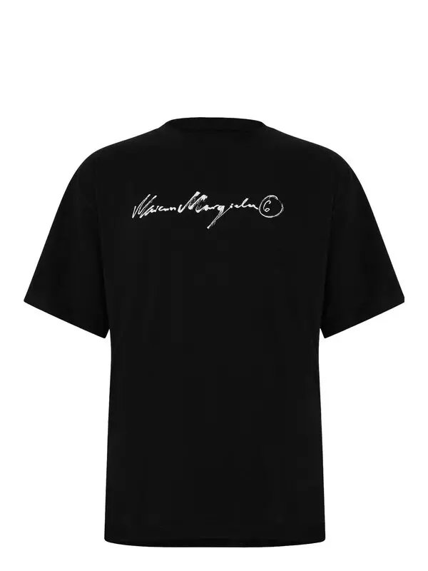 MAISON MARGIELA Crewneck Printed Tshirt - Black