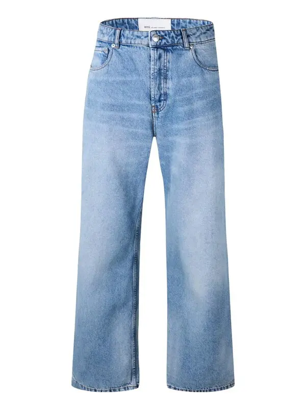 AMI Paris Straight Leg Denim Trousers - Blue