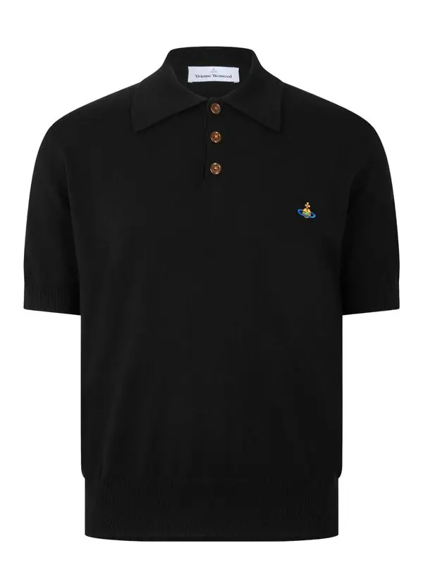 VIVIENNE WESTWOOD Solid Short-sleeve Polo Shirt - Black