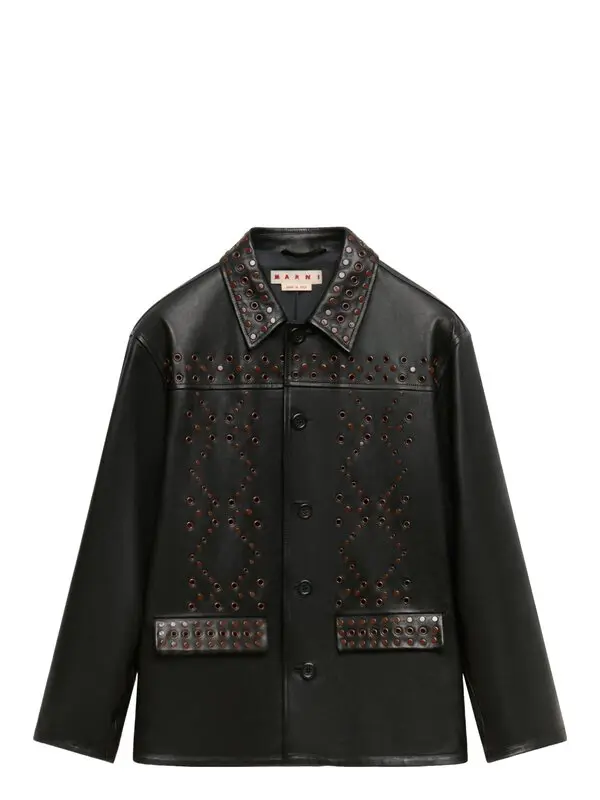 Marni Leather Studded Jacket - Black