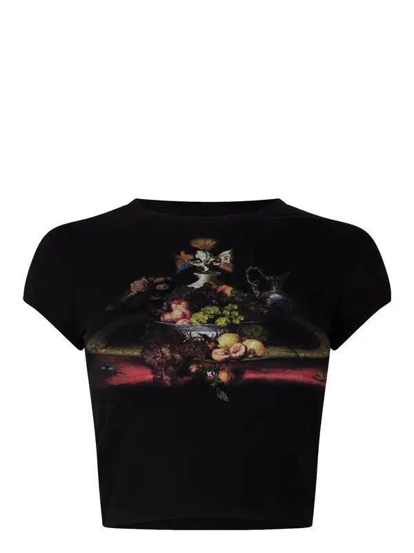 VIVIENNE WESTWOOD Oil Painting Print Cropped T-shirt - Black