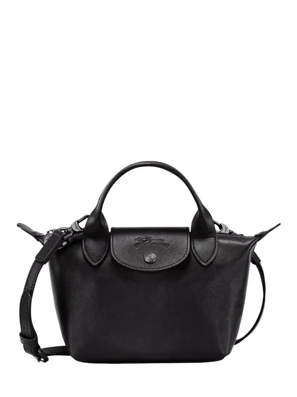 Longchamp Leather Handbag With Detachable Shoulder Strap - Black