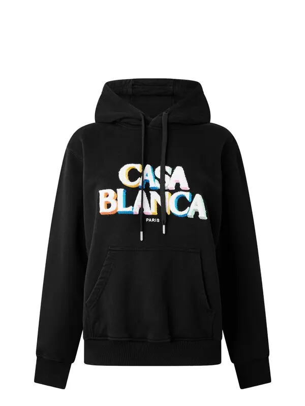 Casablanca Drawstring Hooded Sweatshirt - Black