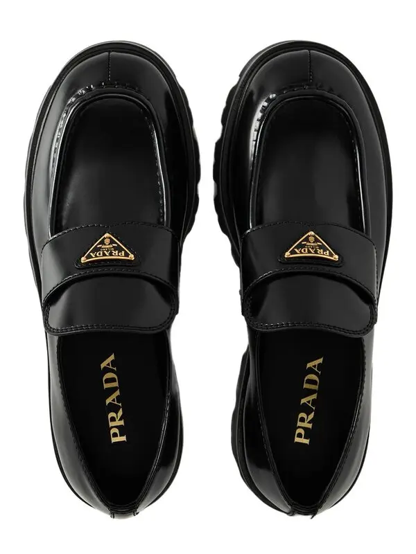 Prada Glossed Loafers - Black